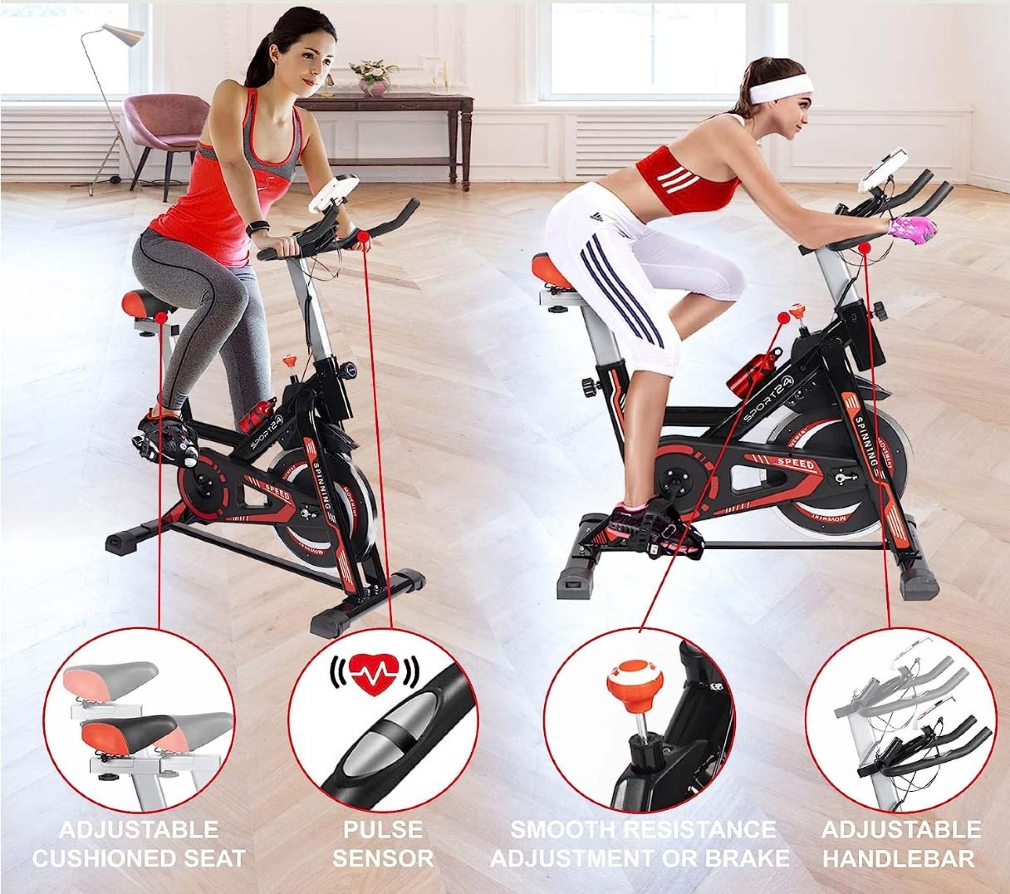 Sport24 Stationary Upright Exercise Spinning Bike Review - Fitness Fighters